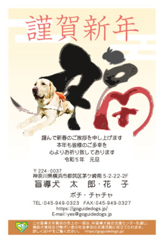 【全プレ実施中！】2023年は盲導犬年賀状で初チャリティー！！新年のごあいさつが盲導犬の応援に 写真1枚 国際ニュース：AFPBB News