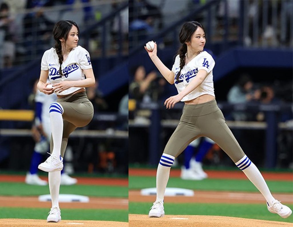 ドジャースの試合に韓国女優が レギンス始球式”「野球の女神」vs「露出、恥ずかしかった」の賛否 写真枚 国際ニュース：afpbb News