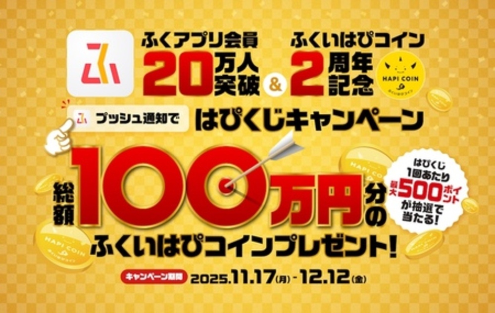 ふくアプリ会員20万人突破 総額100万円分のはぴコインが当たる記念キャンペーンを実施 写真1枚 国際ニュース：AFPBB News