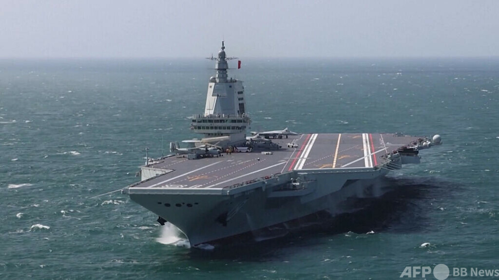 中国海軍の空母「福建」 就役後初の実兵訓練 写真1枚 国際ニュース：AFPBB News